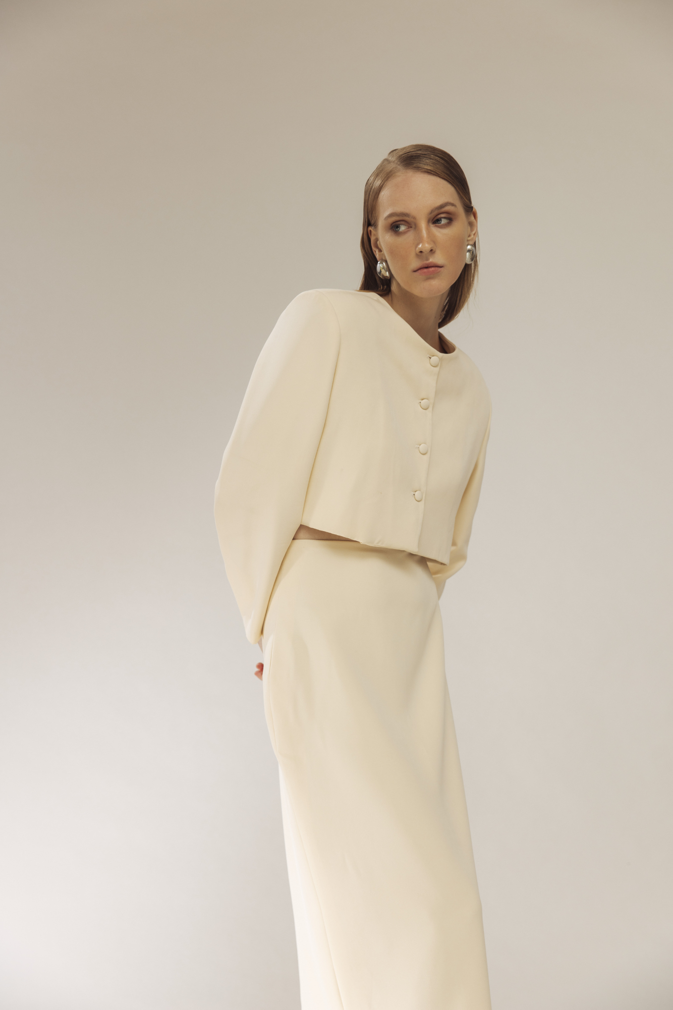 Sandra Jacket in Cream– Vania Romoff Online